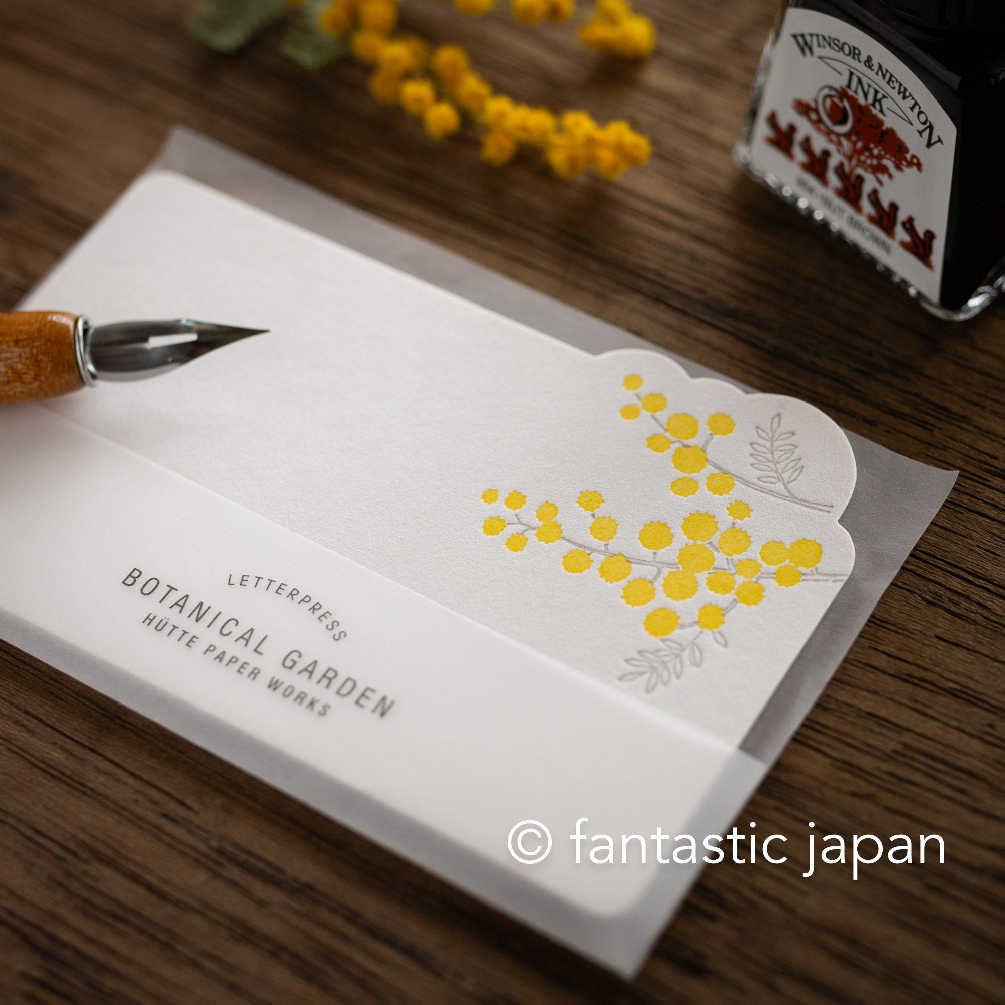 Hütte paper works die-cut mini message card -mimosa- – Fantastic Japan