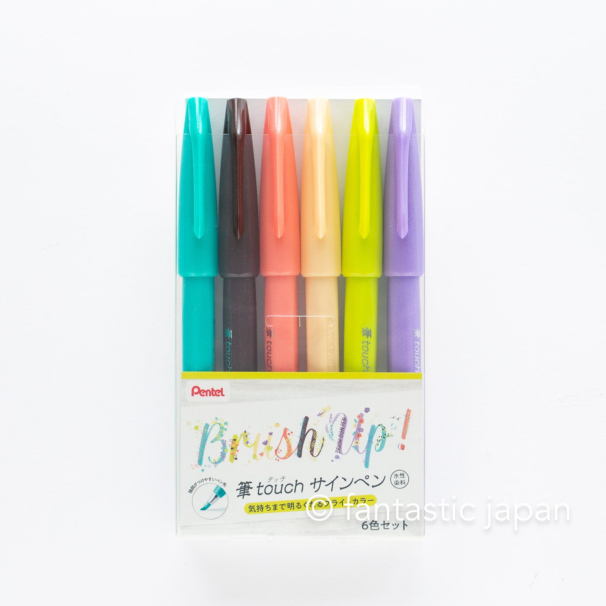 Pentel Fude Touch Brush Sign Pen - Set of 6 bright color- – Fantastic Japan
