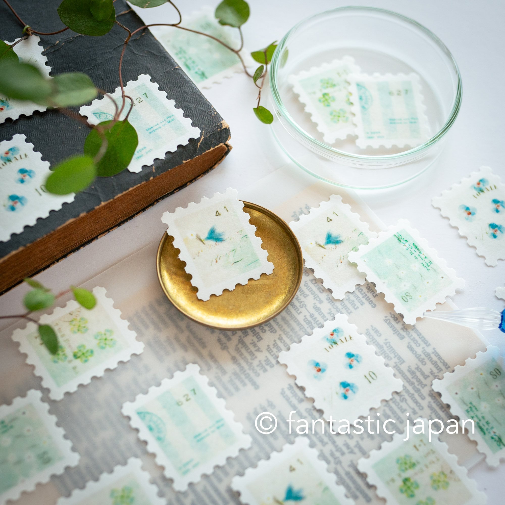 YOHAKU flake sticker - diary- / postage stamp sticker / F-009 ...