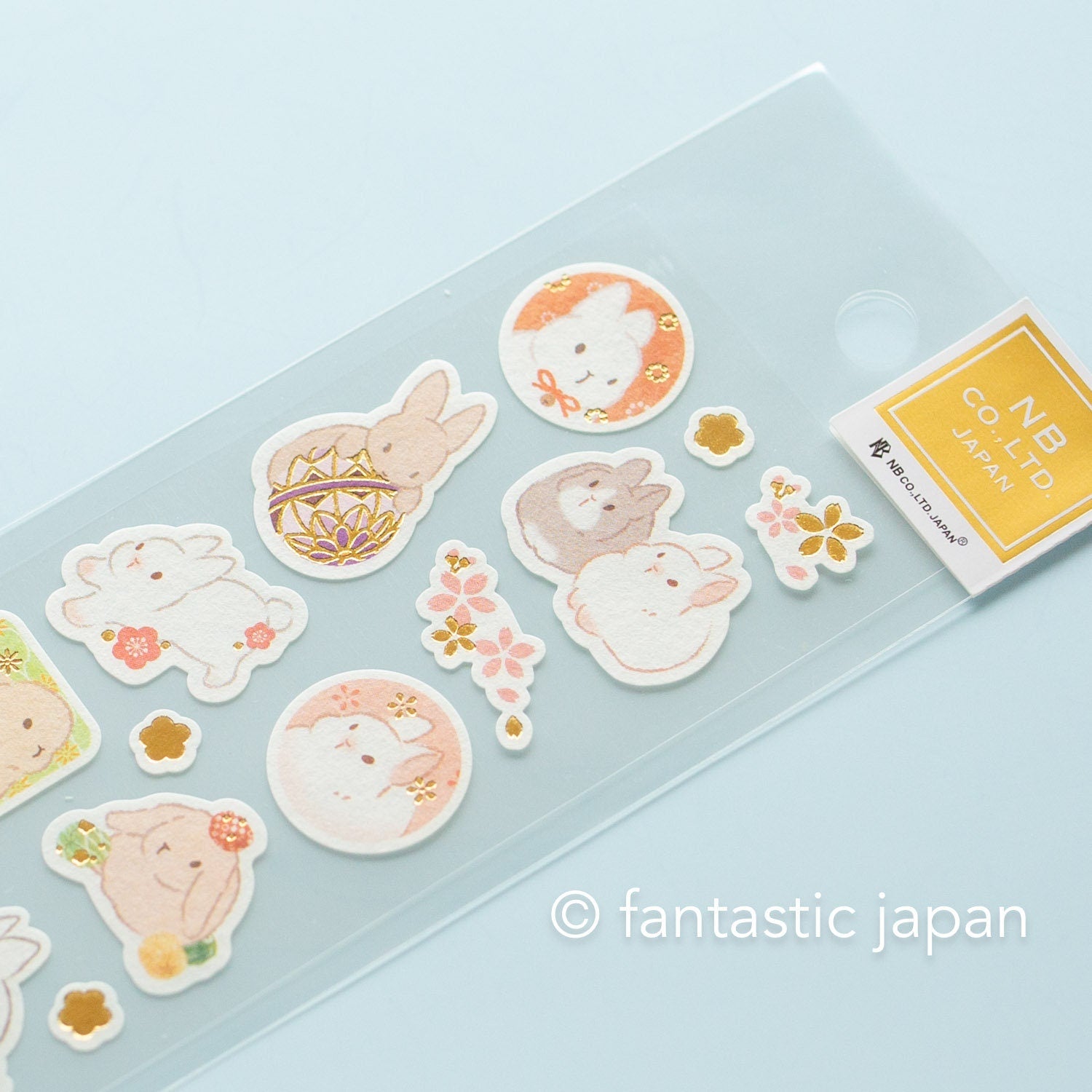Washi Sticker -rabbits and flower- – Fantastic Japan