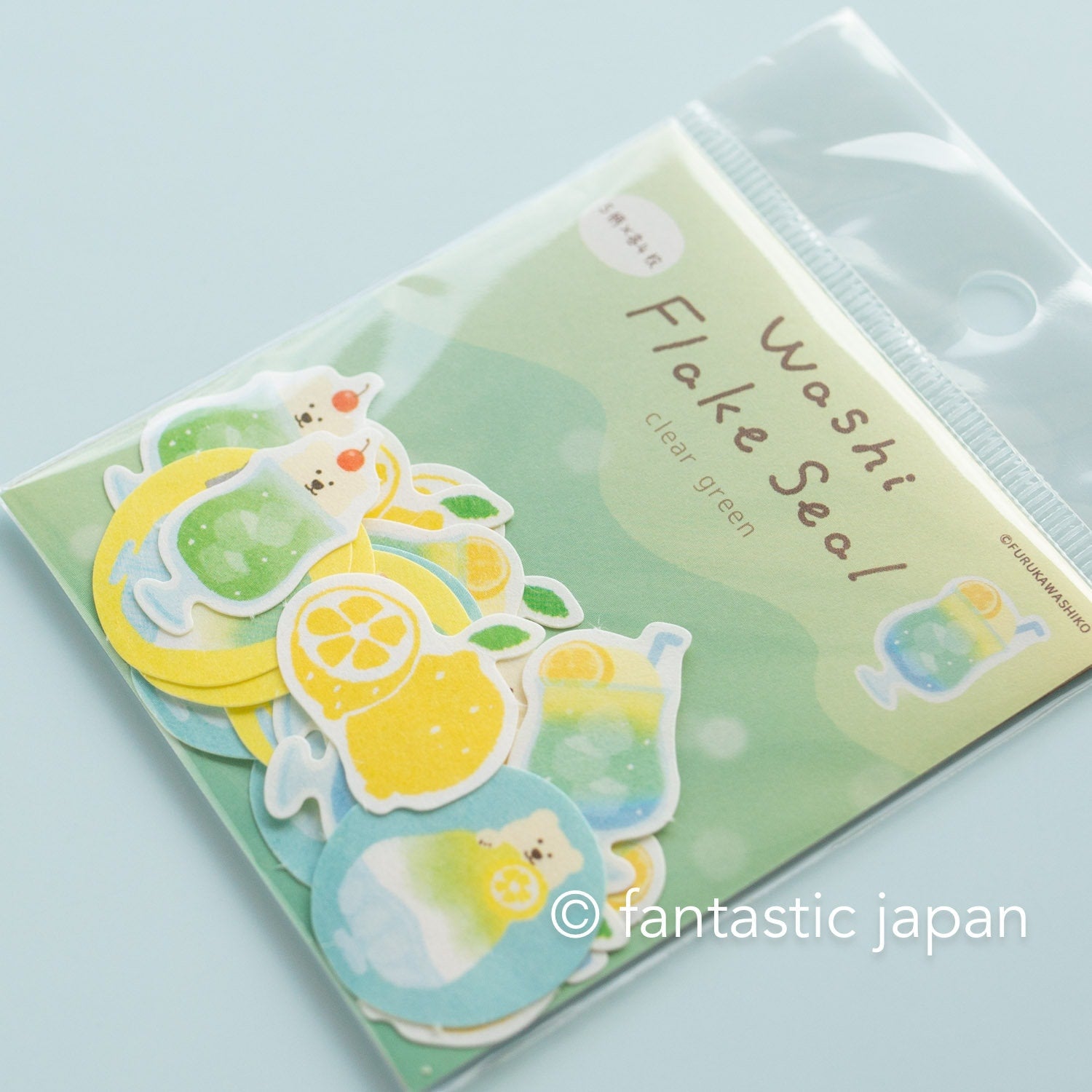 Washi flake stickers -watashi biyori "clear green"- – Fantastic Japan