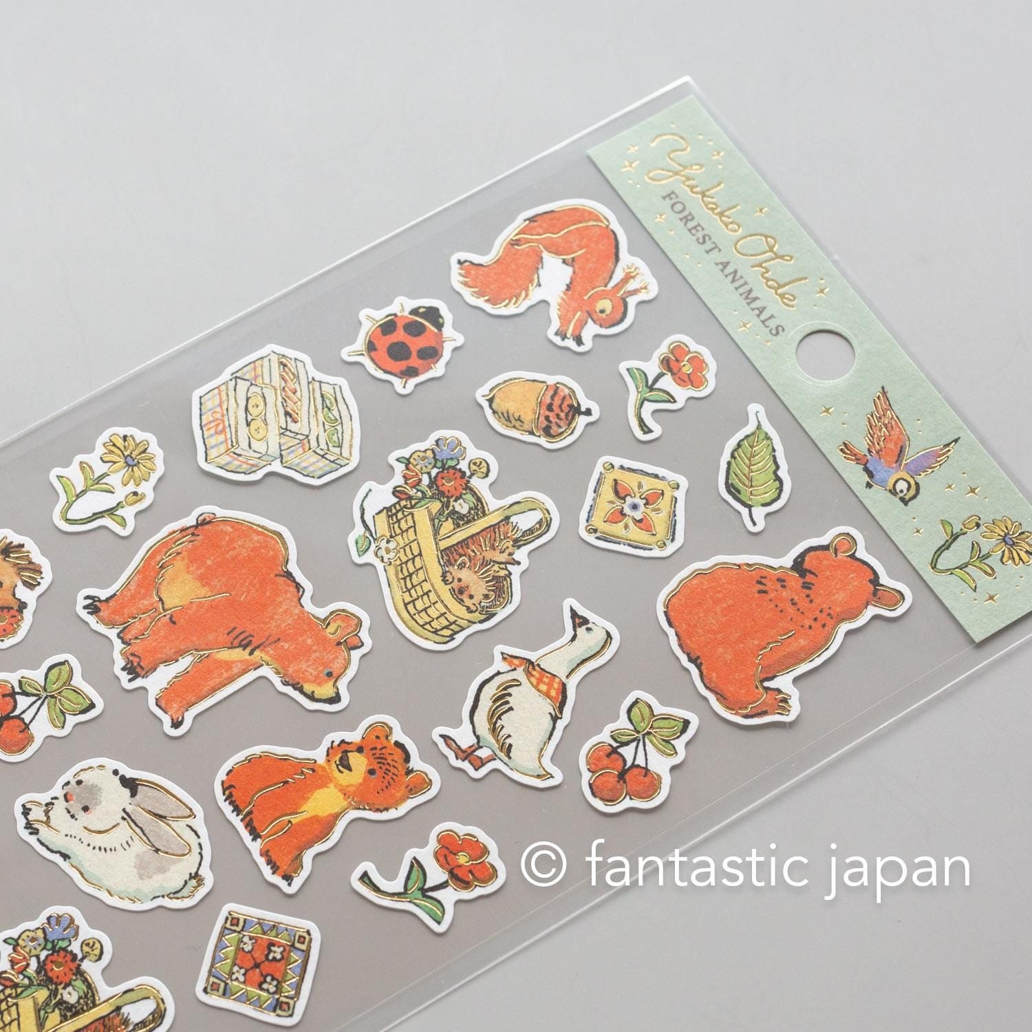 Cotton paper sticker illustrated by Yukako Ohde -Forest animal ...