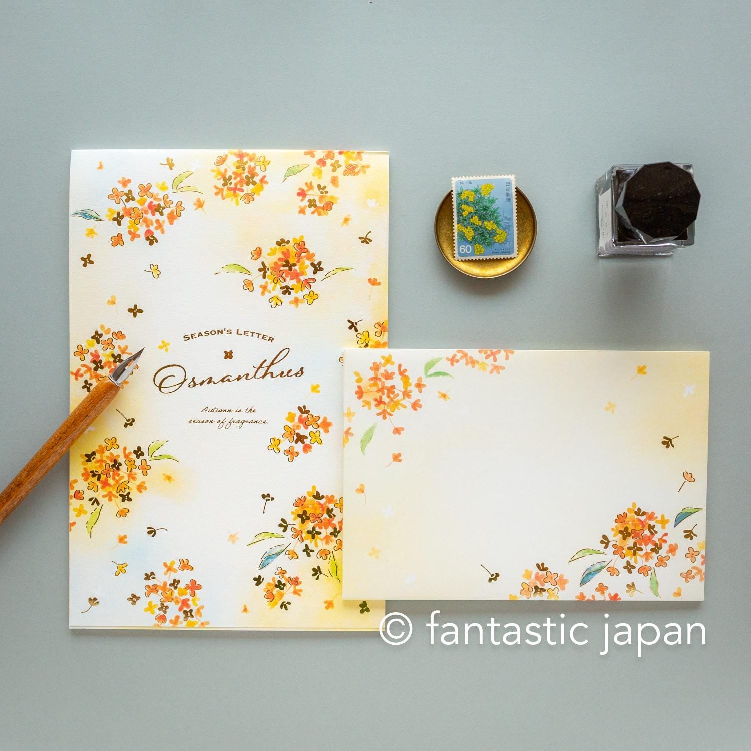 Japanese Washi Writing Letter Pad and Envelopes -Autumn osmanthus ...
