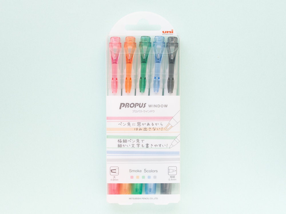 uni PROPUS Window pen set , Highlighter Pen, - Set of 5 Smoke colors ...