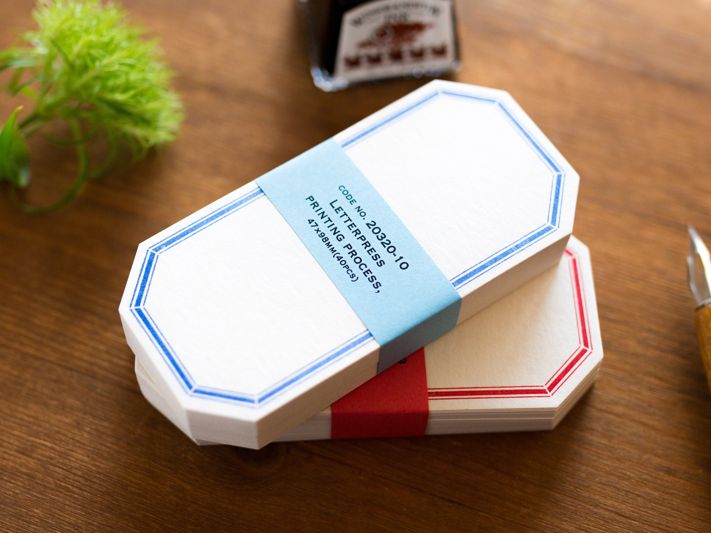 Classiky LetterPress octagon Label card 40pcs -sky blue- / NO. 20320-1 ...