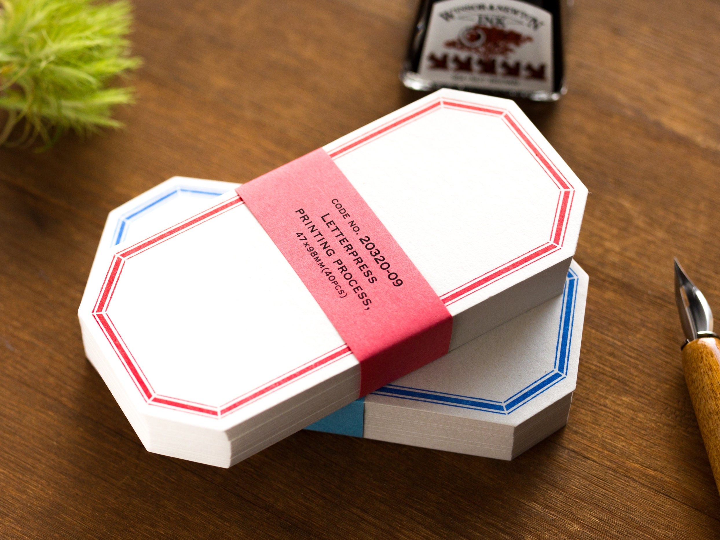 Classiky LetterPress octagon Label card 40pcs -red- / NO. 20320-09 ...
