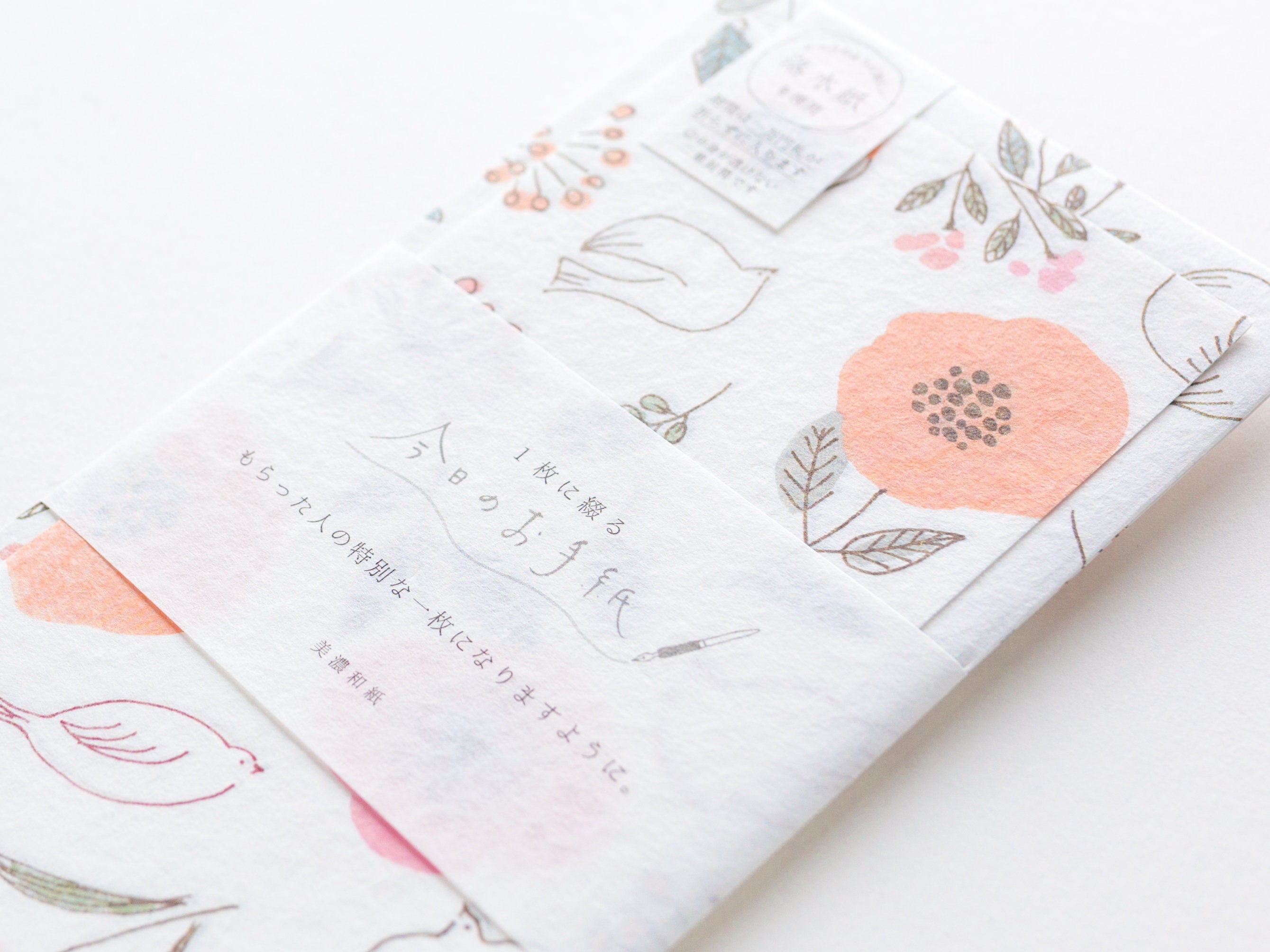 Japanese style washi letterset -pink flower and birds- – Fantastic Japan