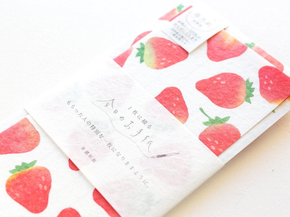 Japanese style washi letter set -strawberries- – Fantastic Japan