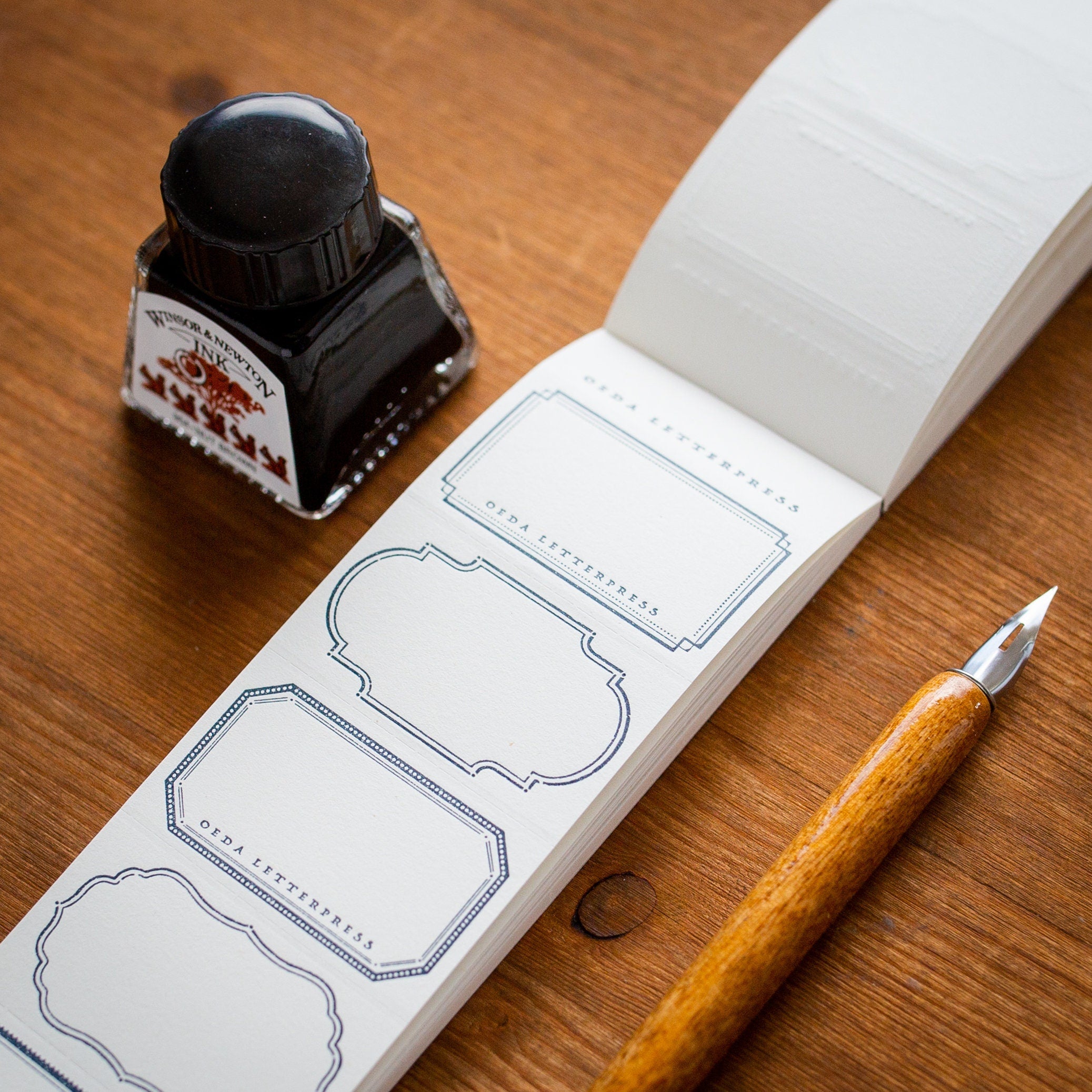 Oeda Letterpress -Perforated 5frames label book "Bronze＆Dark blue ...