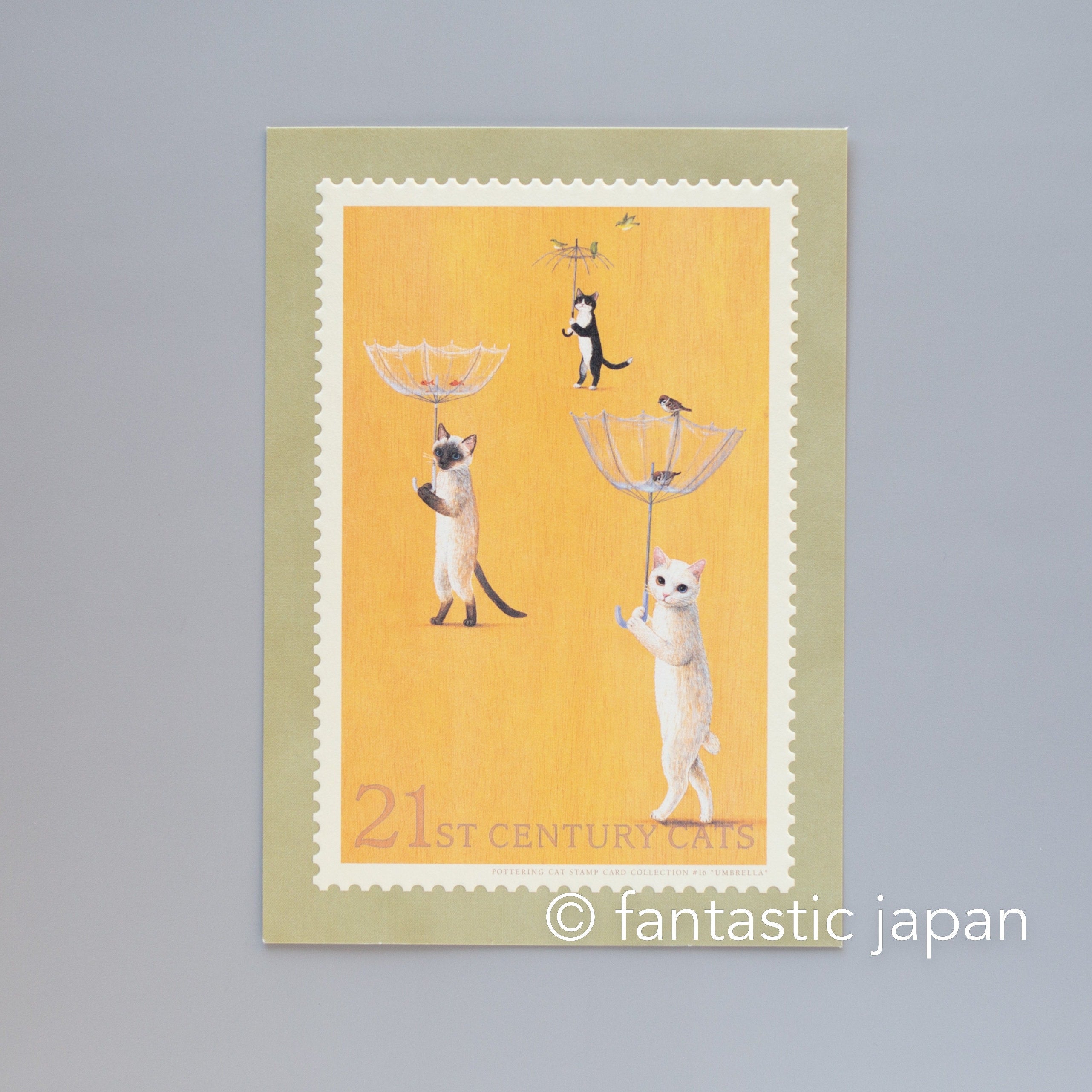 Pottering Cat post card -umbrella- – Fantastic Japan