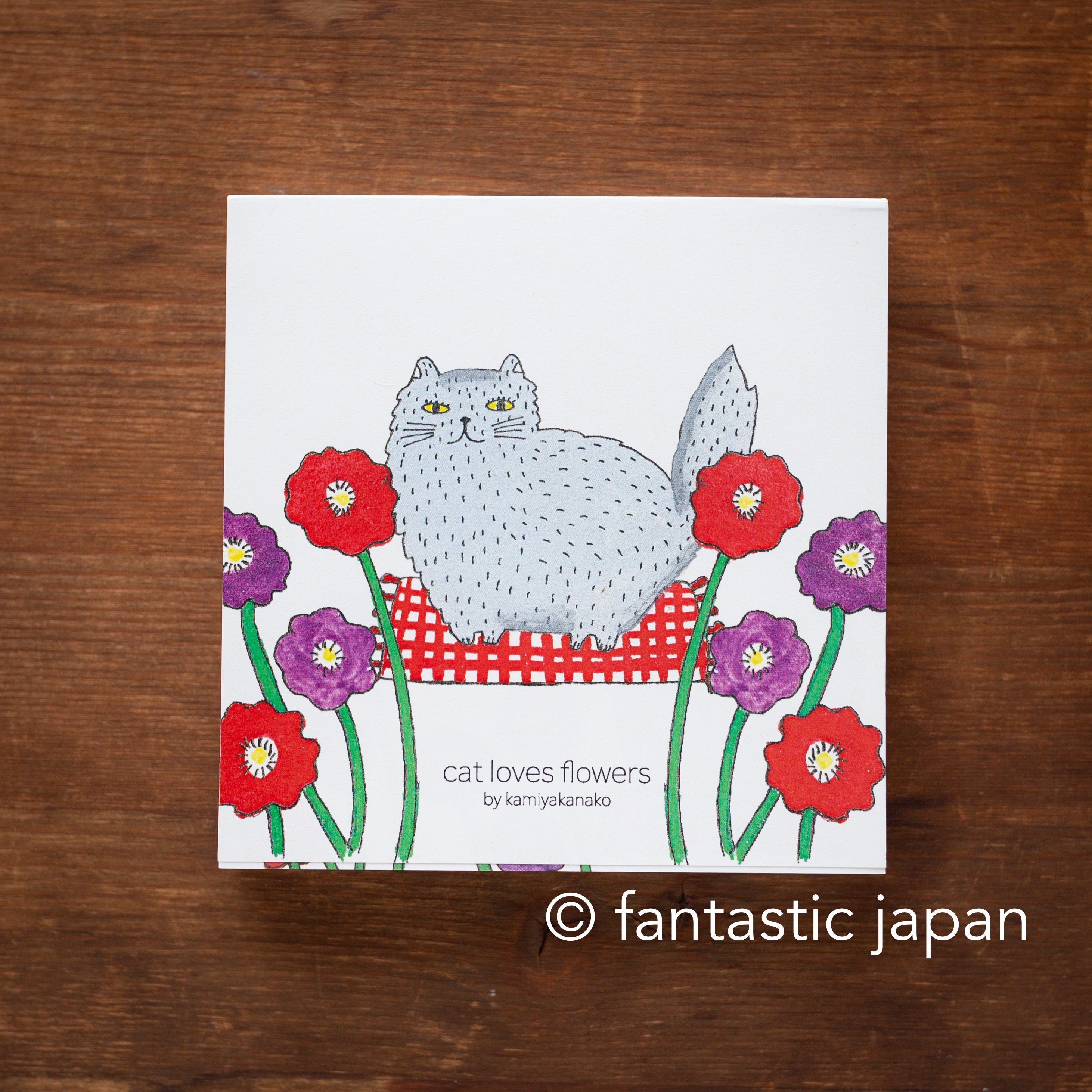 Memo pad -cat loves flowers- by kamiya kanako – Fantastic Japan