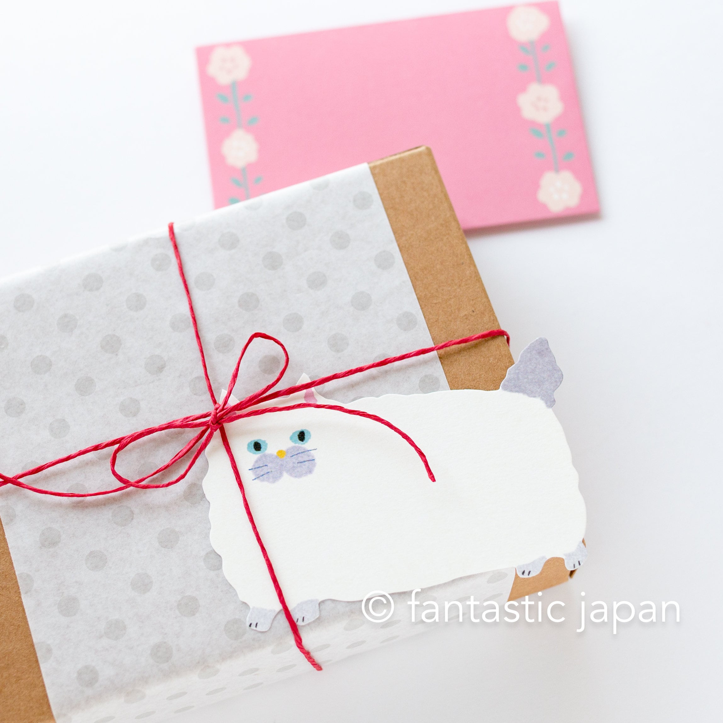fluffmoumou cat mini message card set -pink- – Fantastic Japan