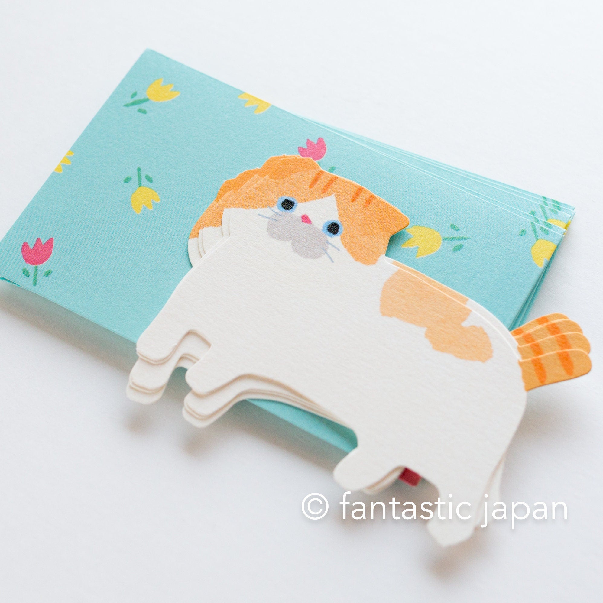 fluffmoumou cat mini message card set -blue- – Fantastic Japan