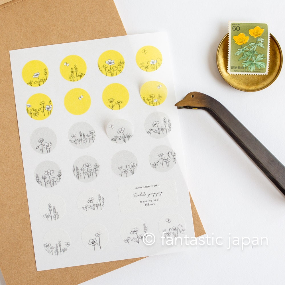 Hütte paper works Masking Sticker -HS-012 Field poppy- – Fantastic Japan