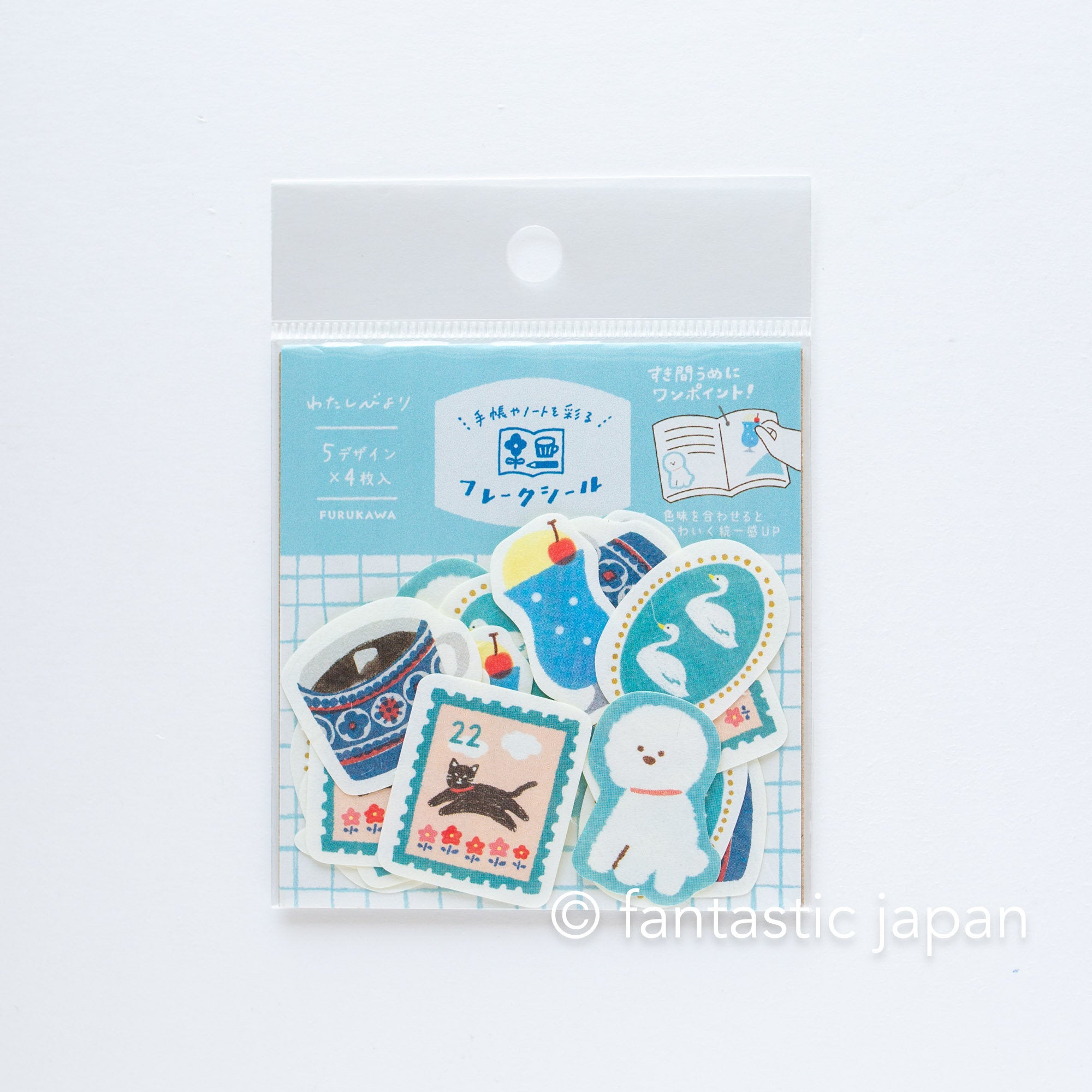 Washi flake stickers -watashi biyori "blue colors"- – Fantastic Japan