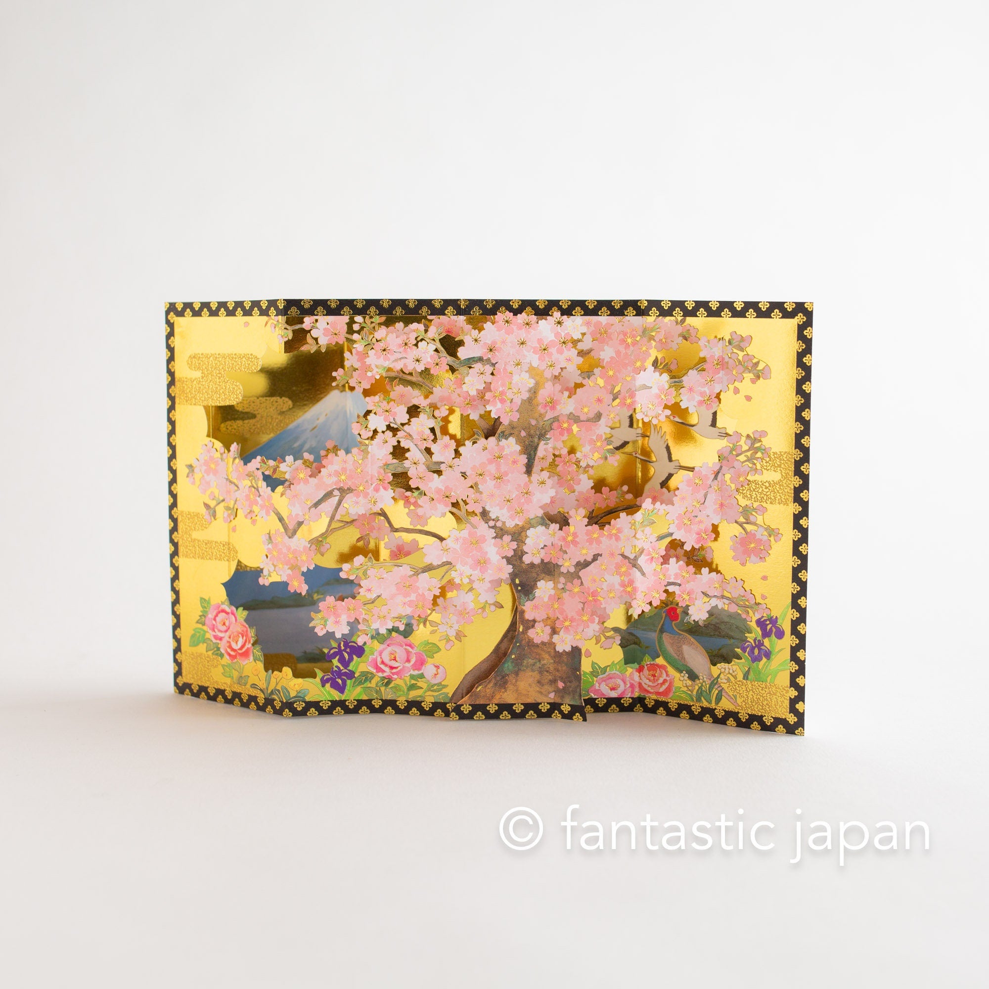 Greeting card "Japanese motifs on the gold folding screen- – Fantastic ...