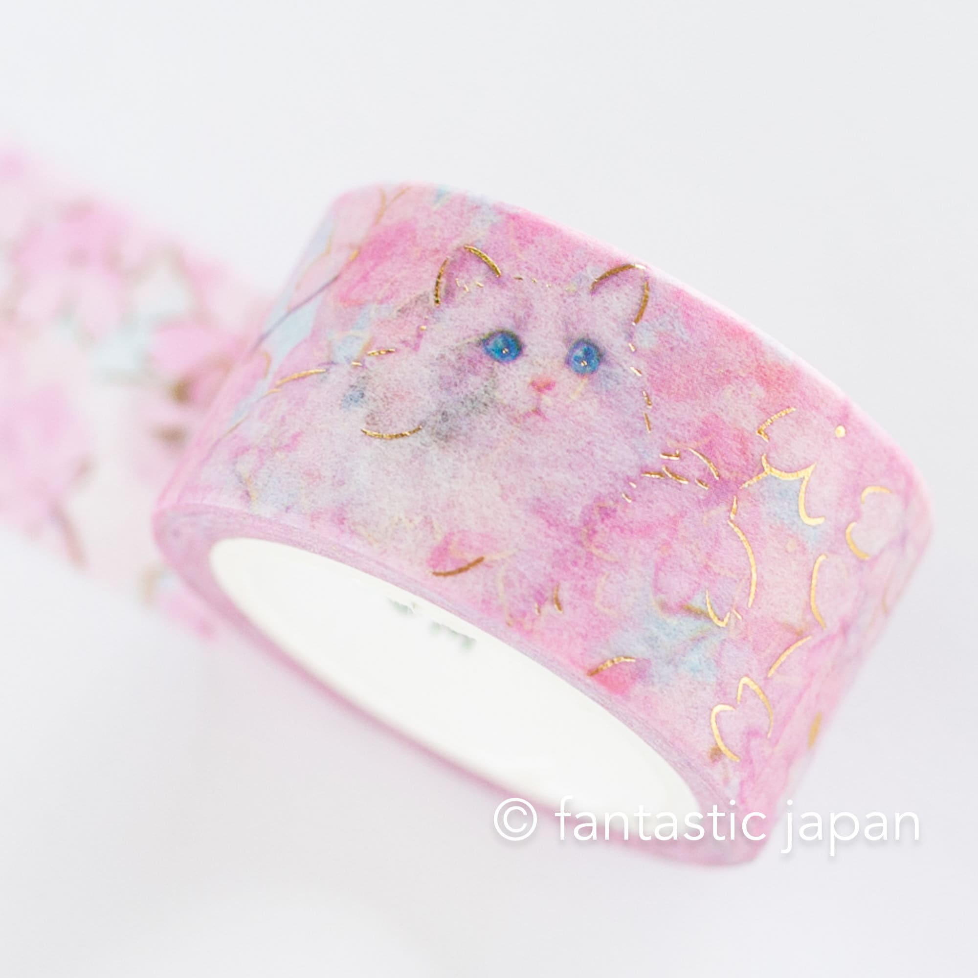Gold foil Masking Tape / cat and flower -blossoms- – Fantastic Japan