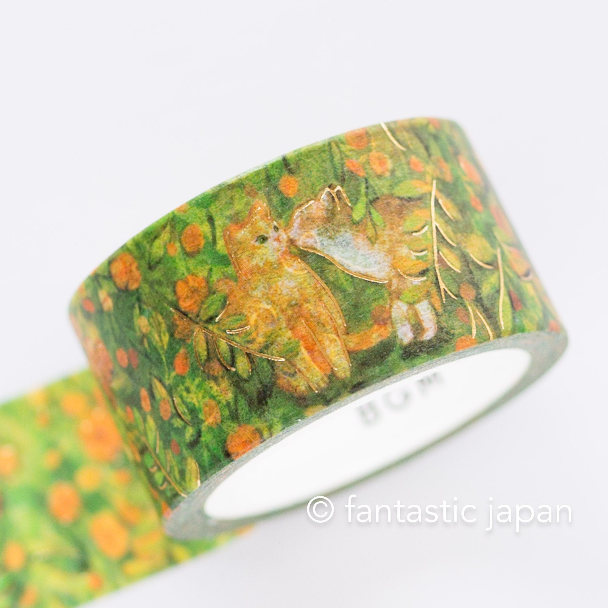 Gold foil Masking Tape / cat and flower -find me- – Fantastic Japan