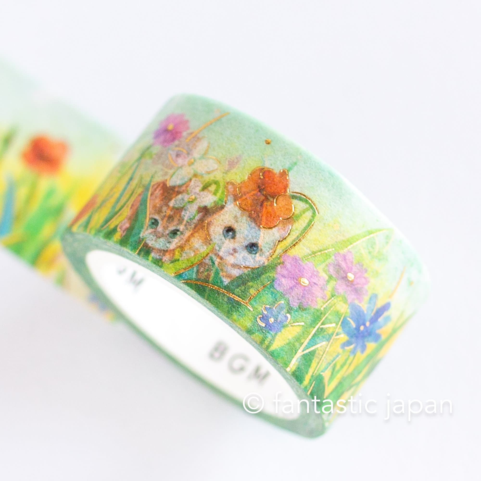 Gold foil Masking Tape / cat and flower -early afternoon- – Fantastic Japan