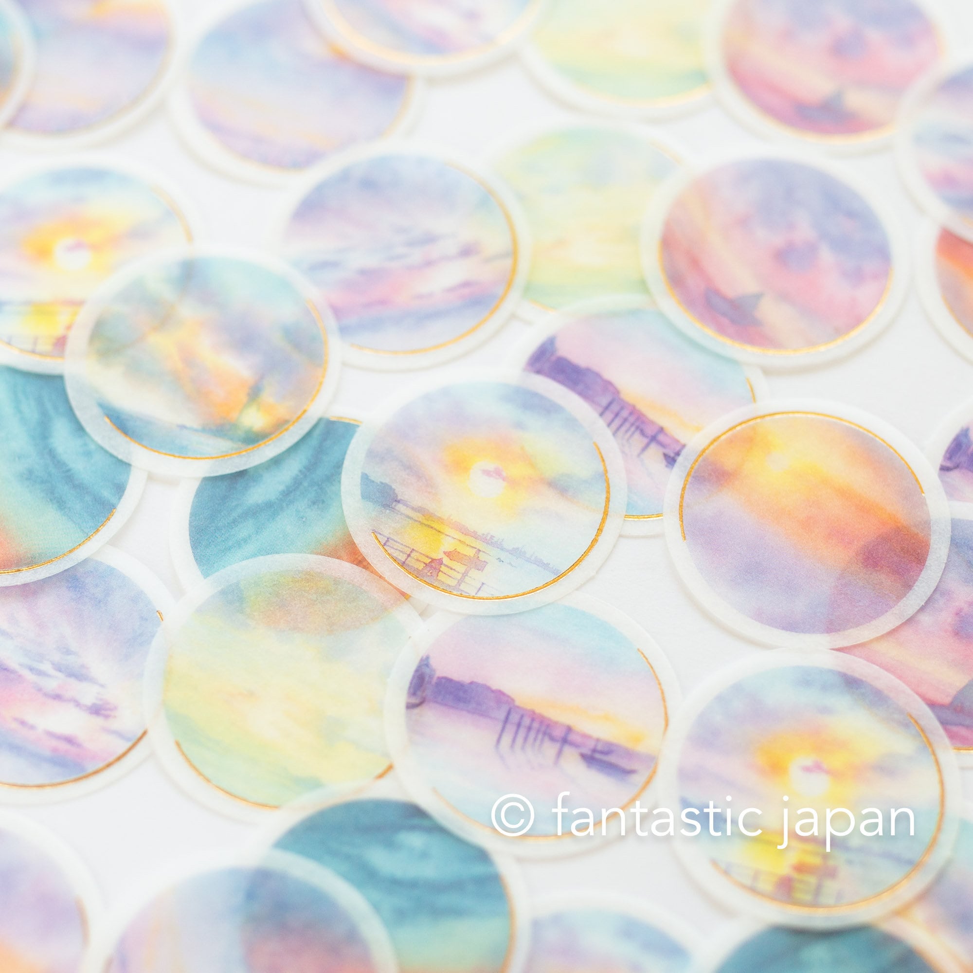 Washi flake stickers -Dusk in the circle- designed by Awa – Fantastic Japan
